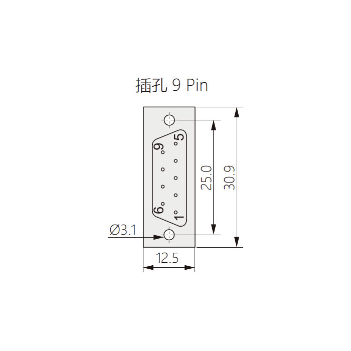 D-SUB 9Pin 连接器、母头、焊接式、屏蔽、180°出线、FMK1G-109-FS、901009_富延升
